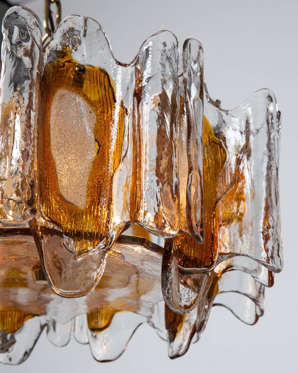 Kalmar Textured Orange Glass Chandelier, Circa 1970 For Sale at 1stDibs