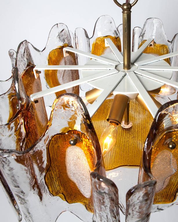 Kalmar Textured Orange Glass Chandelier, Circa 1970 For Sale at 1stDibs