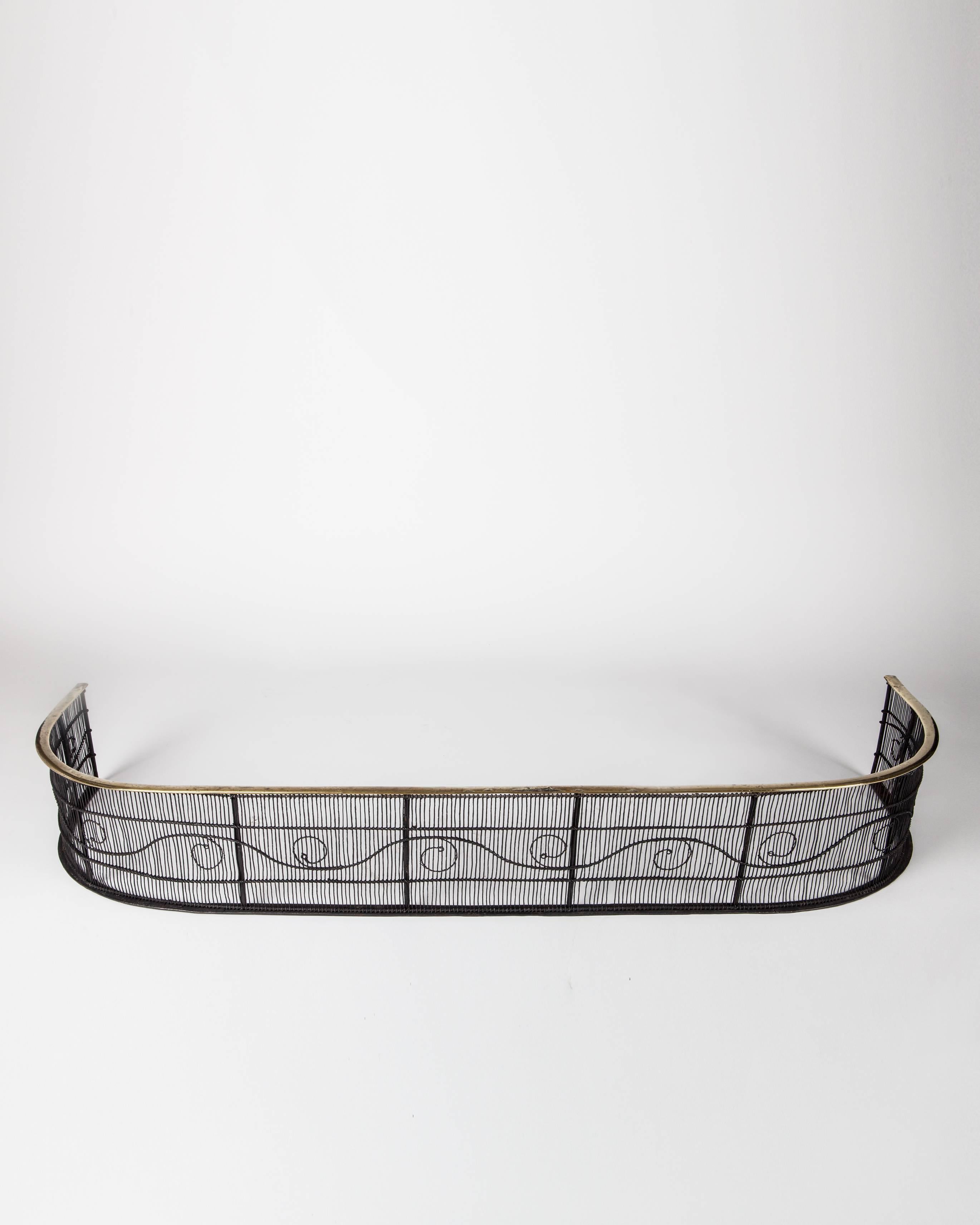 Brass and Iron Fire Fender - Wire Work Fire Screen at 1stDibs | fender fire