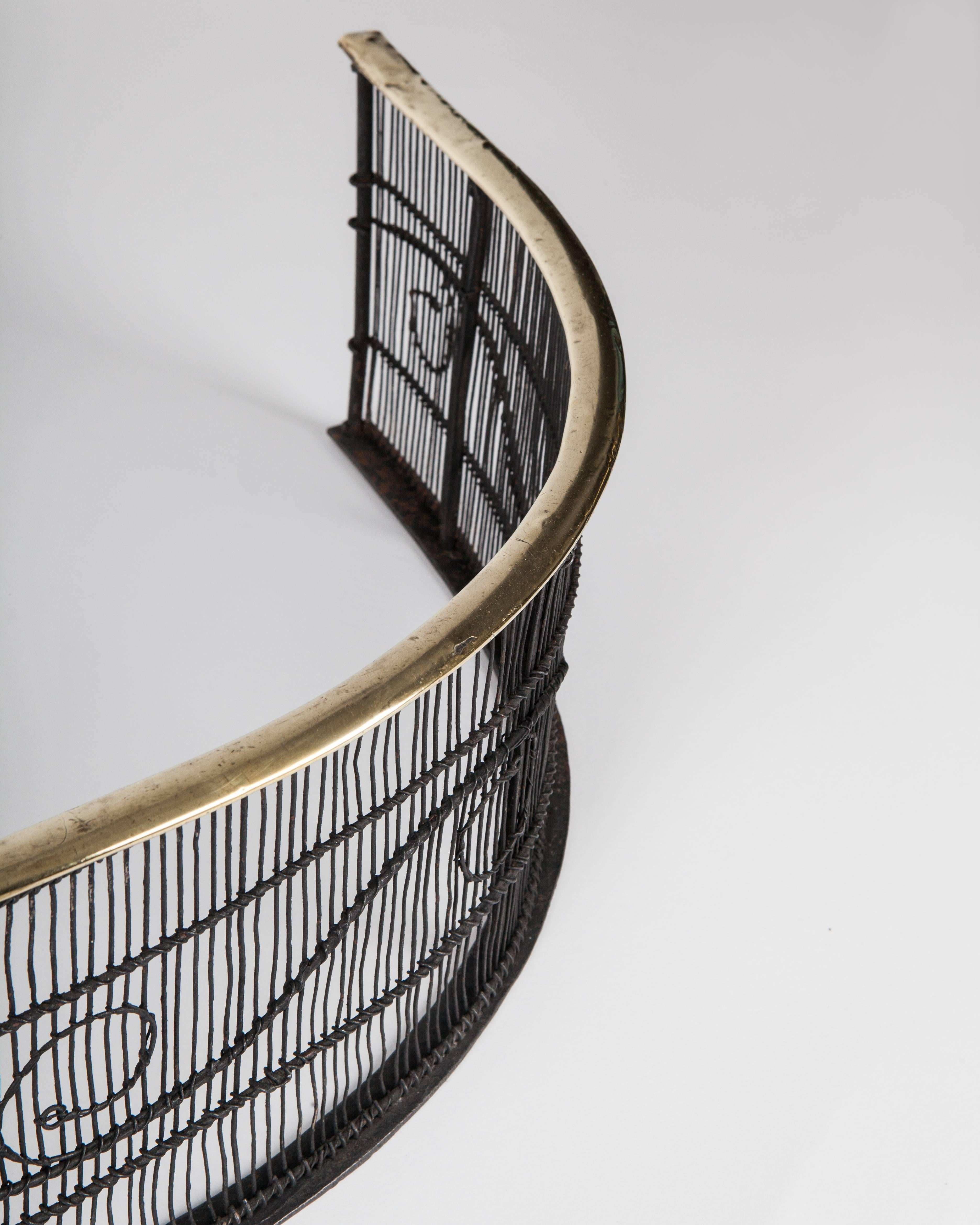 Brass and Iron Fire Fender - Wire Work Fire Screen at 1stDibs | fender fire