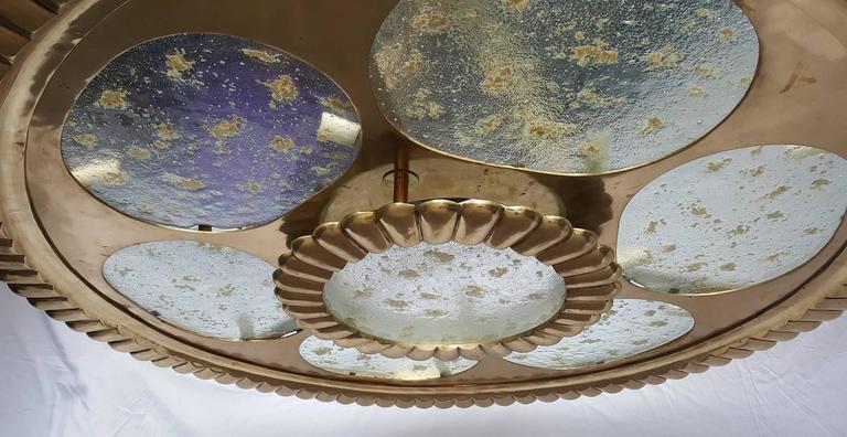 Bronze Light Fixture with Glass Insets For Sale at 1stDibs