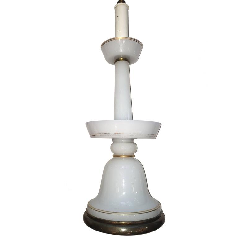 Pair of Large Opaline Glass Lamps For Sale at 1stDibs