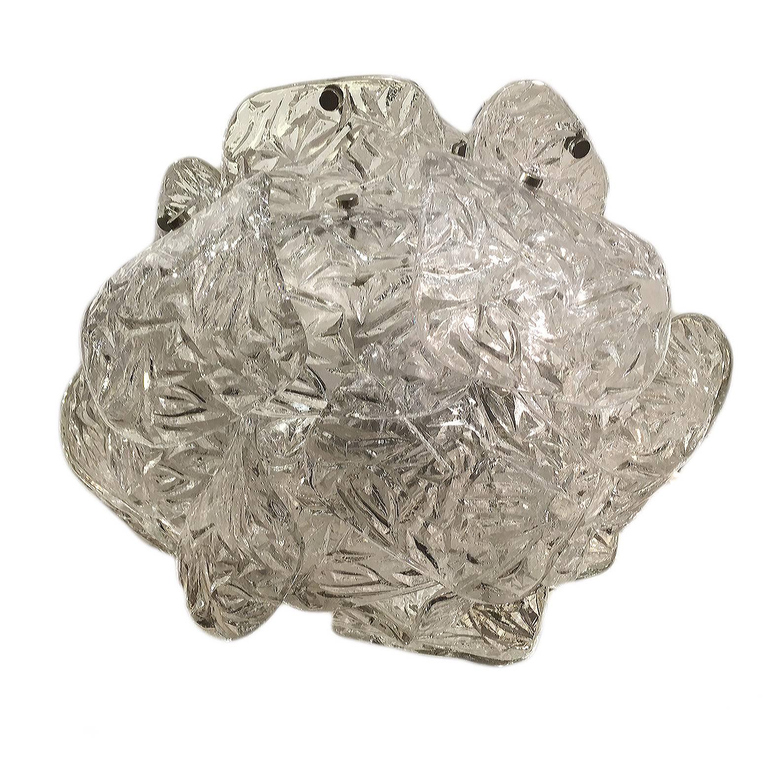 Lalique-style Pink Glass Pendant Light Fixture by Deguez For Sale at ...