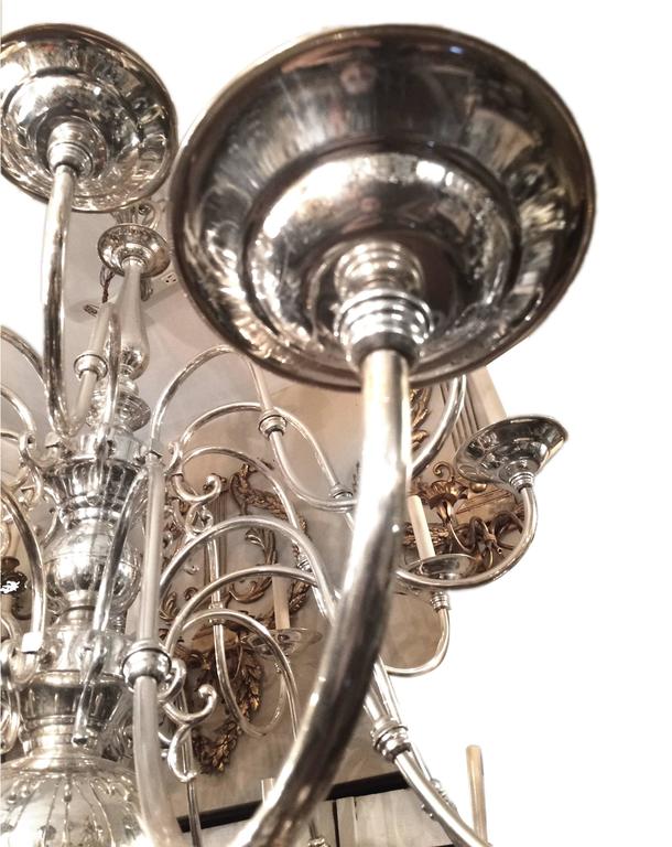 Large Silver Plated Chandelier For Sale at 1stDibs
