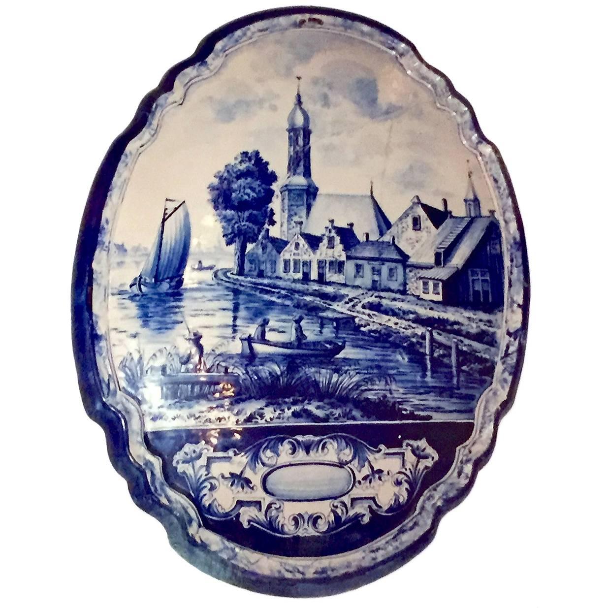 A Large Blue and White Dutch Delft Wall Plaque at 1stdibs