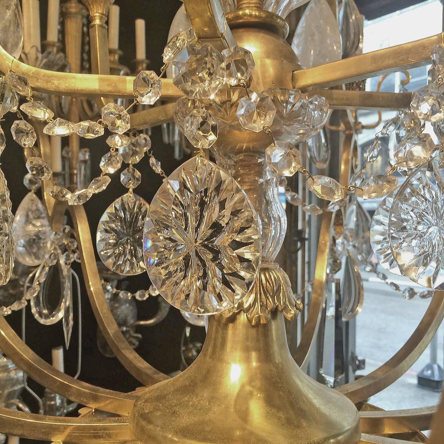 Large Neoclassic Rock Crystal Chandelier For Sale at 1stdibs