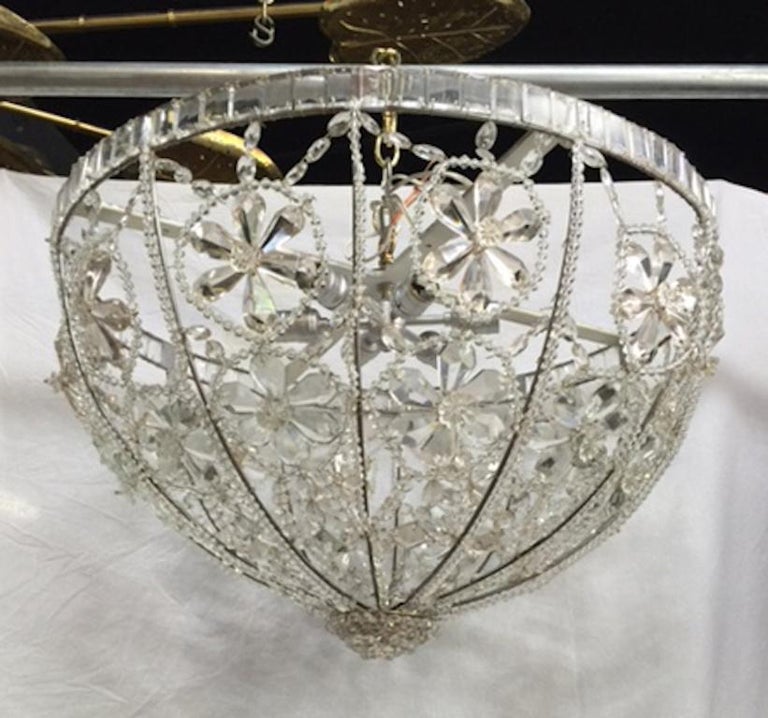French Crystal Ceiling Fixture For Sale at 1stDibs