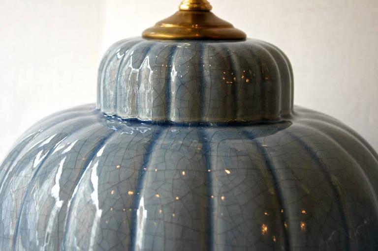 Pair of Blue-Gray Glazed Porcelain Table Lamps at 1stDibs