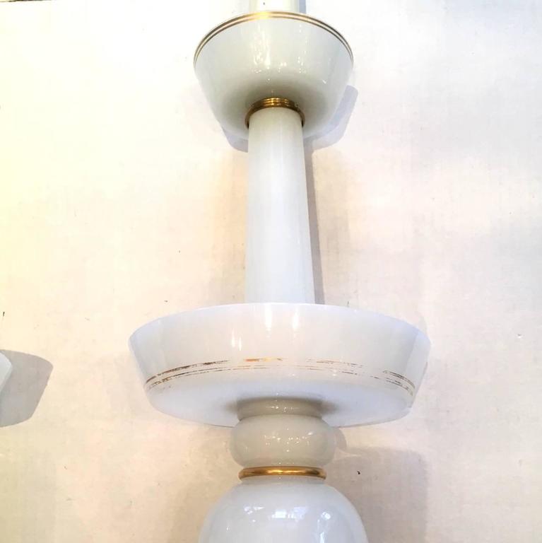 Pair of Large Opaline Glass Lamps For Sale at 1stdibs