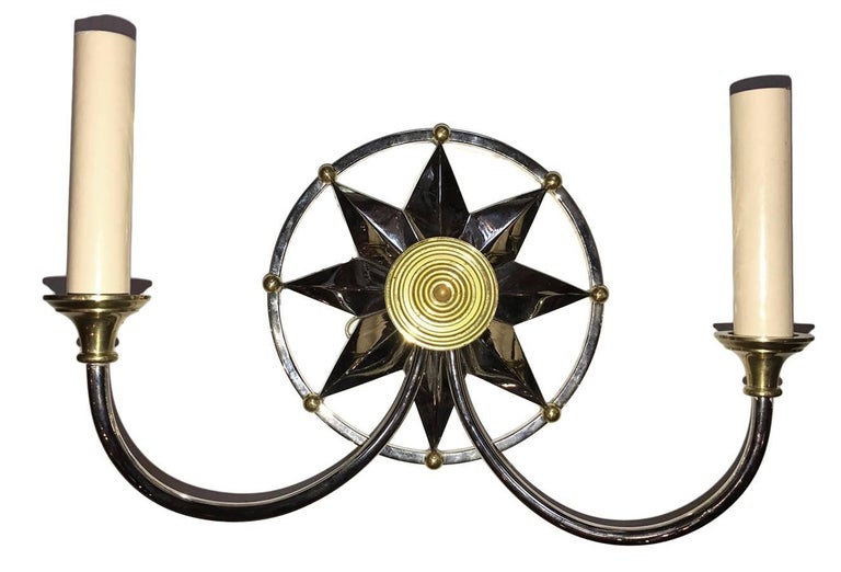 Pair of French Deco Star Sconces For Sale at 1stDibs