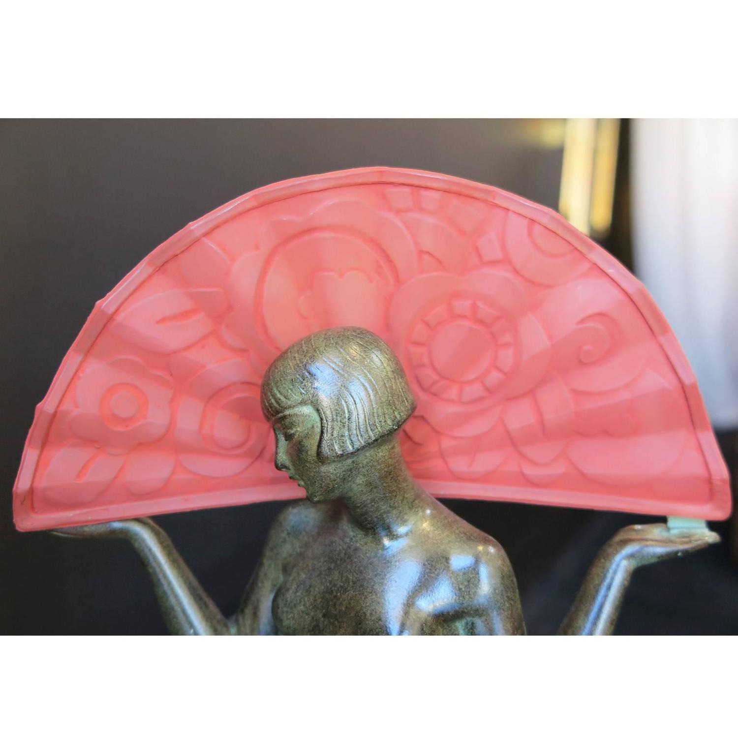 Art Deco Luminaire Sculpture by Raymonde Guerbe For Sale at 1stdibs