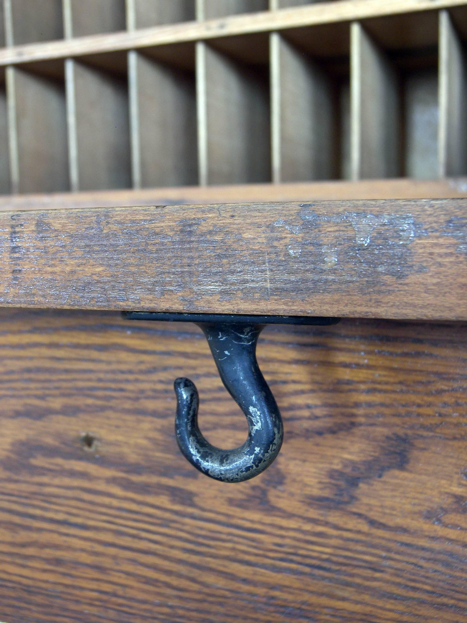 Antique Industrial Wood Postal Sorting Desk Storage Post Office Side ...