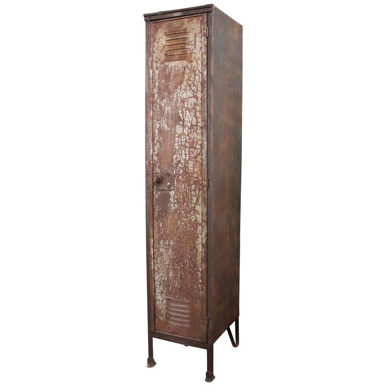 Pair of Vintage Industrial Factory Metal Lockers, Old Steel Storage ...