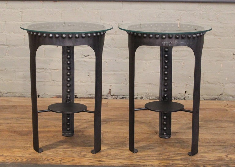 Vintage Industrial Tank End or Side Tables, Riveted Steel, Metal and ...