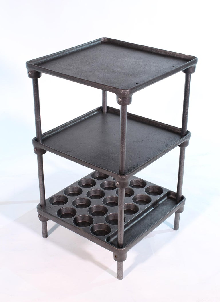 Vintage Industrial Three-Tier Cast Iron Display End or Side Table at ...