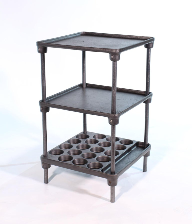 Vintage Industrial Three-Tier Cast Iron Display End or Side Table at ...