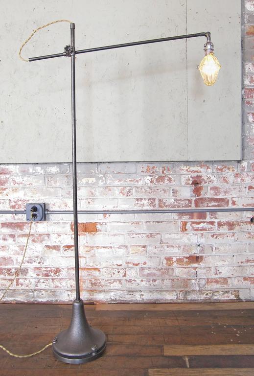 Floor Lamp Caged Edison Bulb Reading Vintage Industrial Cast Iron Task ...