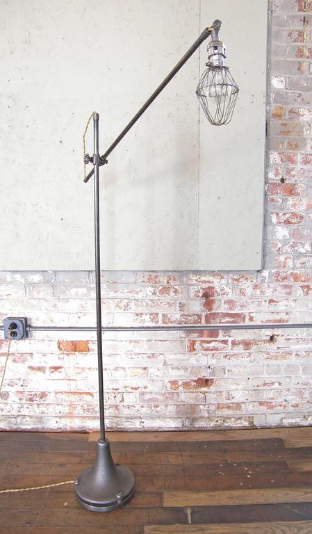 Floor Lamp Caged Edison Bulb Reading Vintage Industrial Cast Iron Task ...