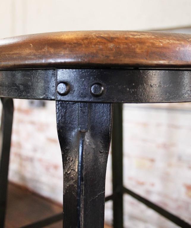 Vintage Industrial Rustic Wood and Metal Machine Shop Factory Bar Stool ...