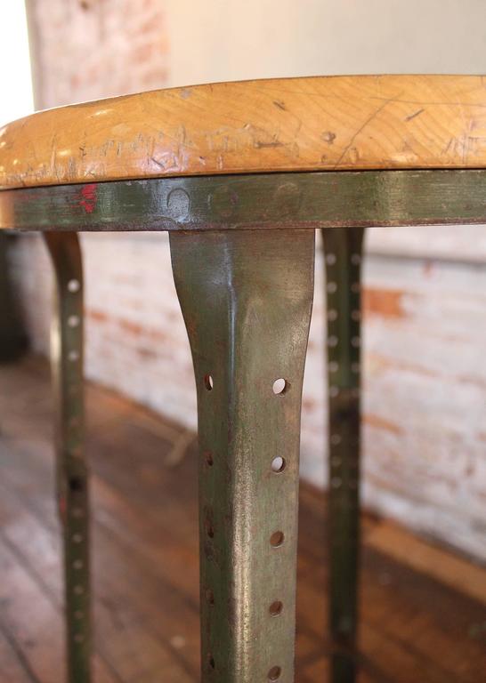 Shop Bar Stool, Vintage Industrial Backless Wood and Metal at 1stDibs