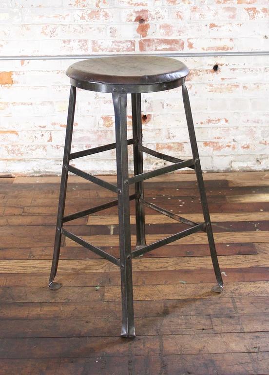 Rustic Bar Stool Backless Kitchen Wood and Metal Bar Stool at 1stDibs