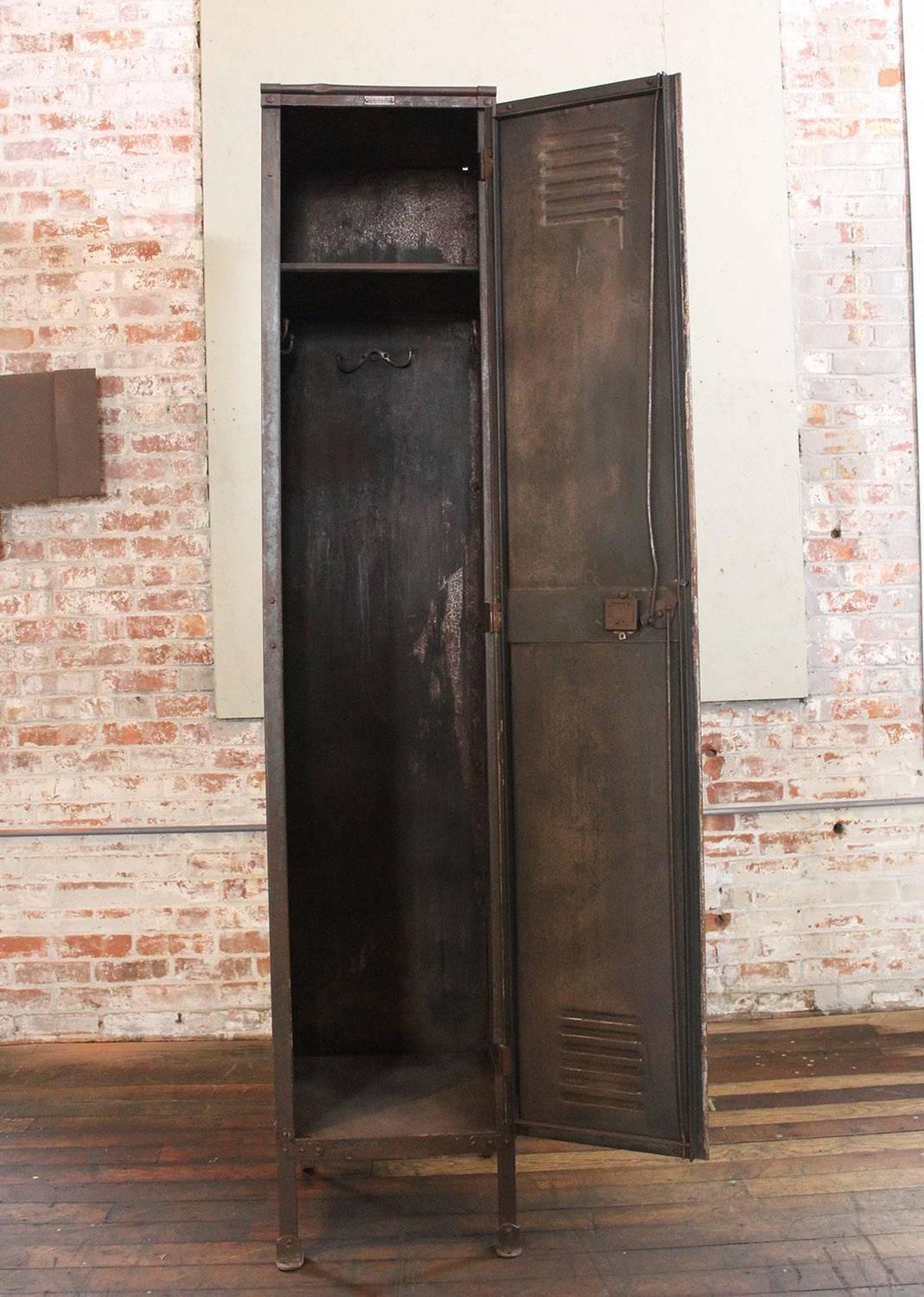 Vintage Industrial Factory Metal Locker, Old Steel Storage Locker ...