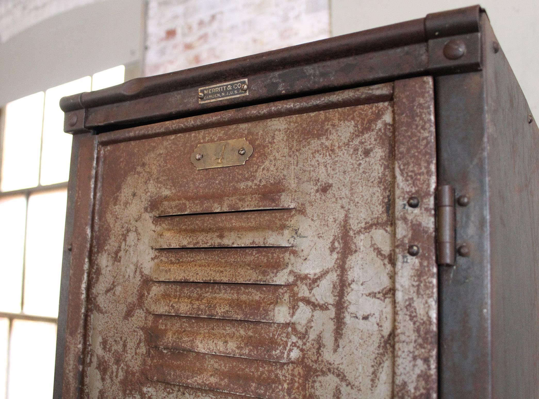 Vintage Industrial Factory Metal Locker, Old Steel Storage Locker ...