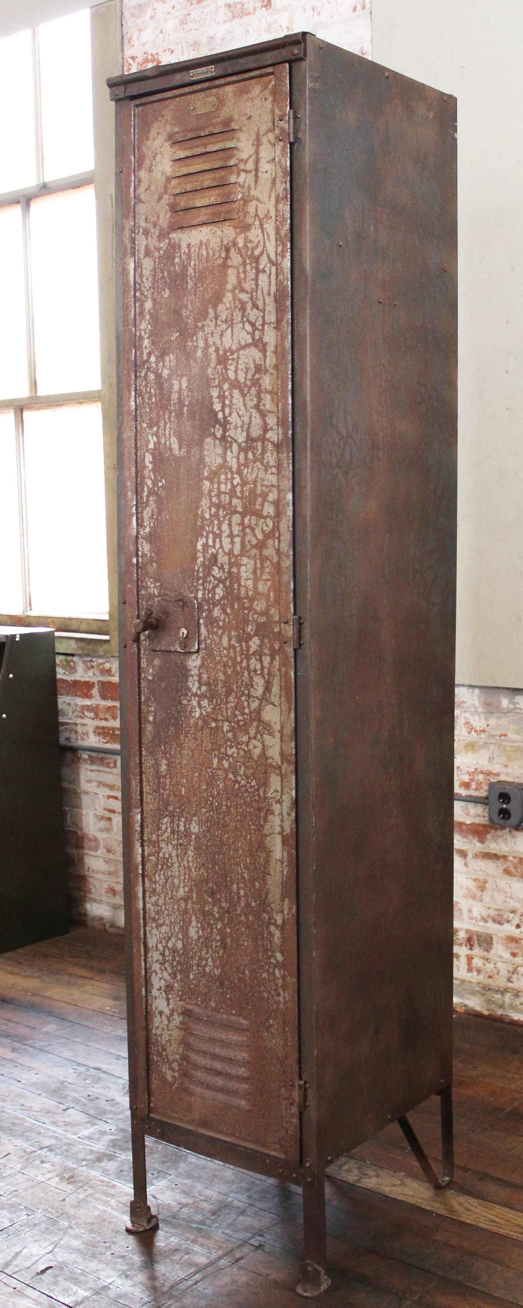 Vintage Industrial Factory Metal Locker, Old Steel Storage Locker ...