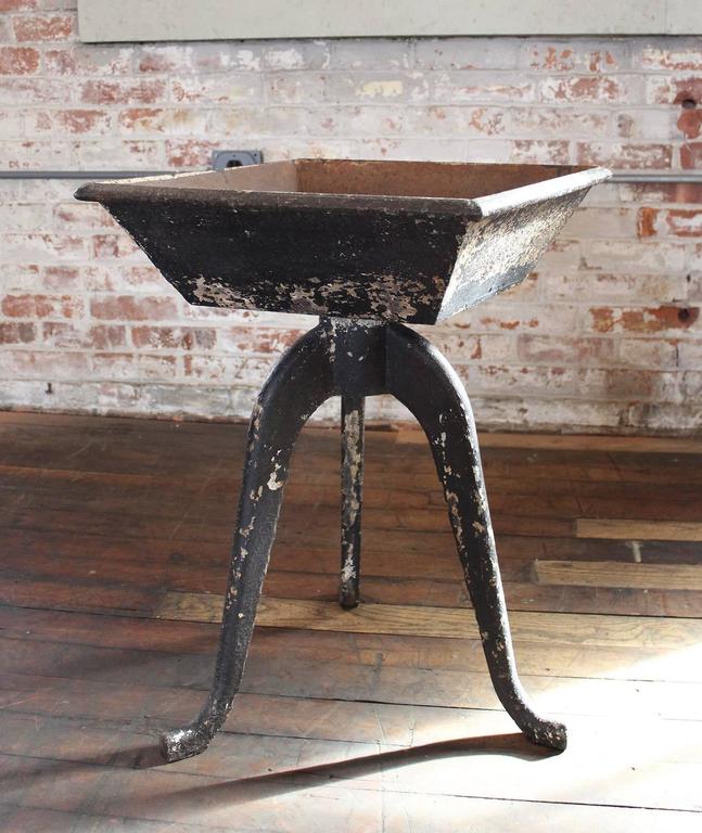 Rustic Vintage Industrial Cast Iron Planter, Stand Table Art at 1stDibs ...