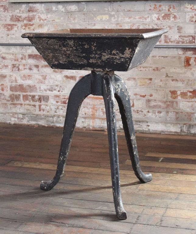 Rustic Vintage Industrial Cast Iron Planter, Stand Table Art at 1stDibs ...