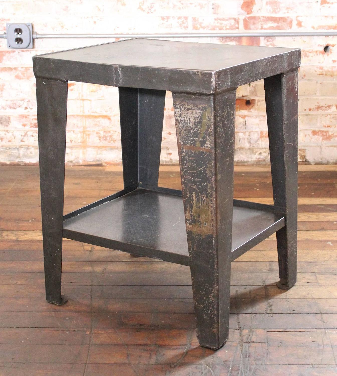Vintage Industrial Rustic Steel and Metal End-Side Table-Stand with ...
