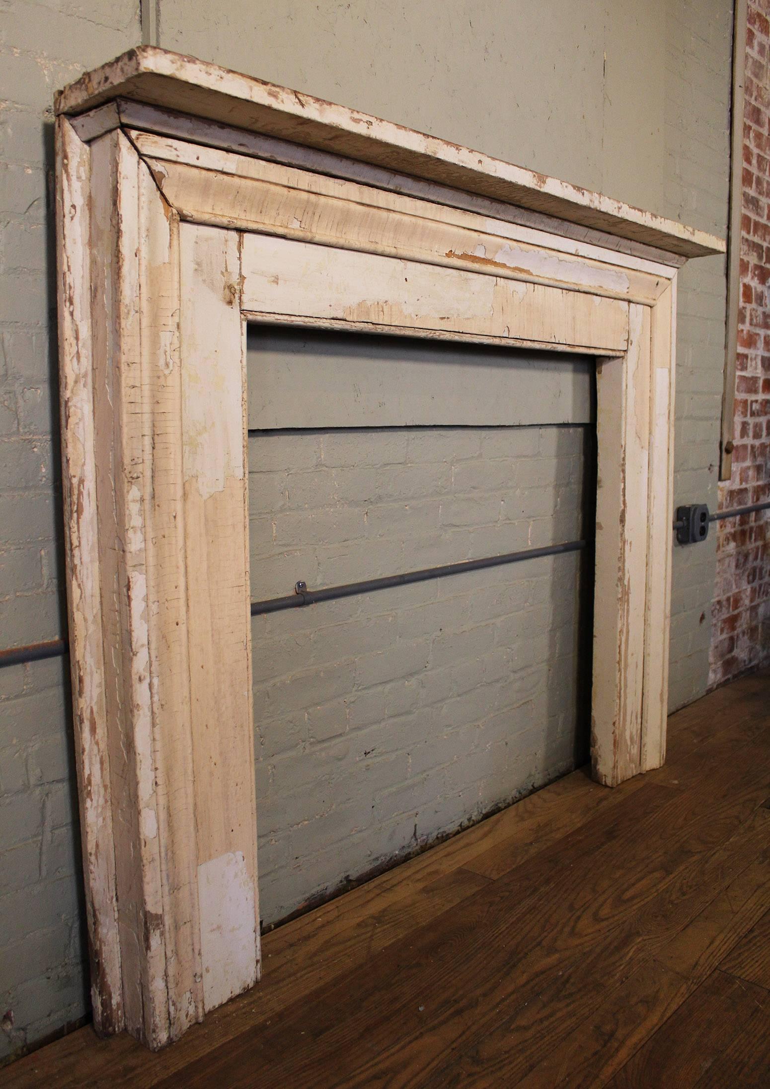 Antique Fireplace Mantle Vintage Rustic Distressed Painted Wooden at ...