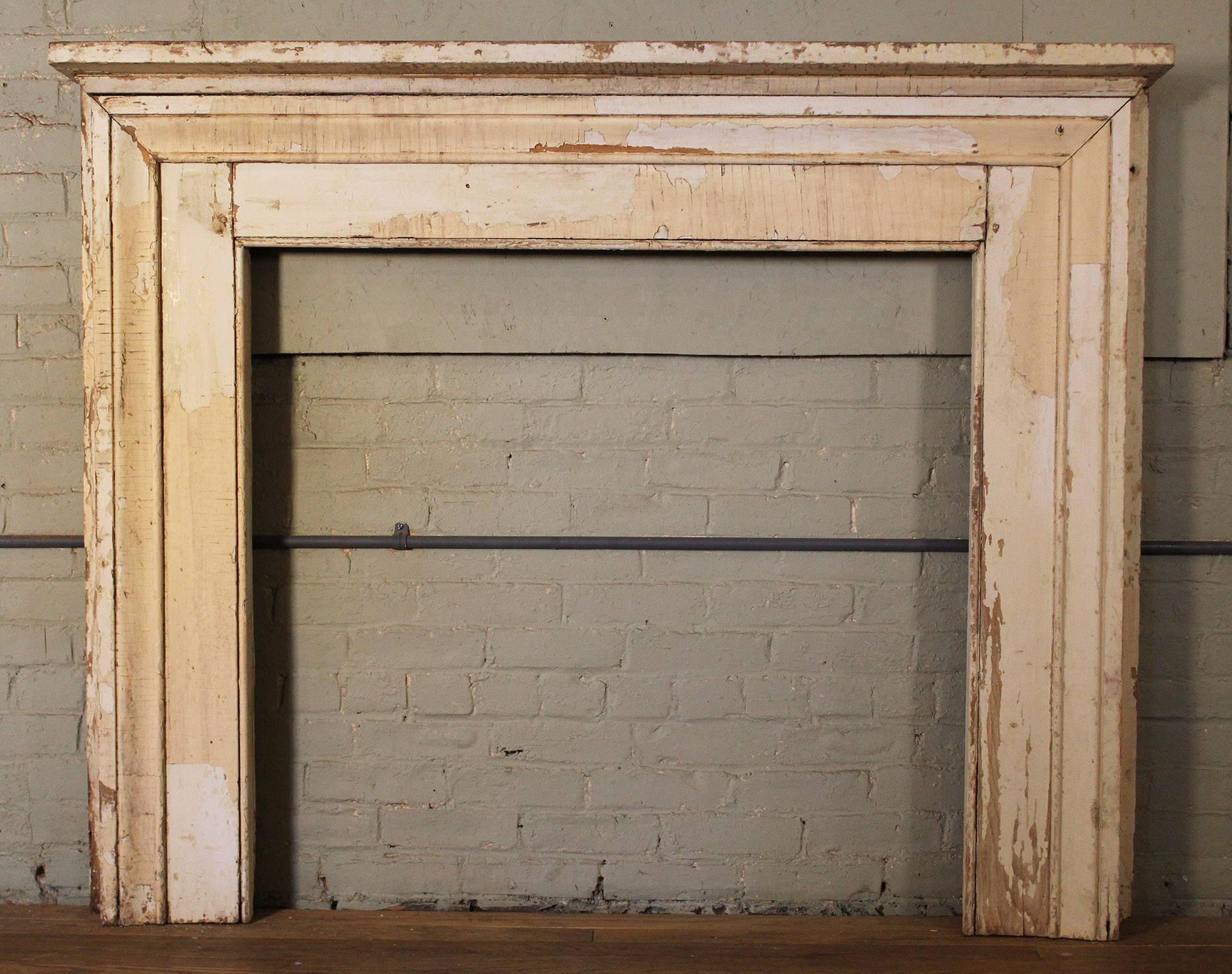 Antique Fireplace Mantle Vintage Rustic Distressed Painted Wooden at ...