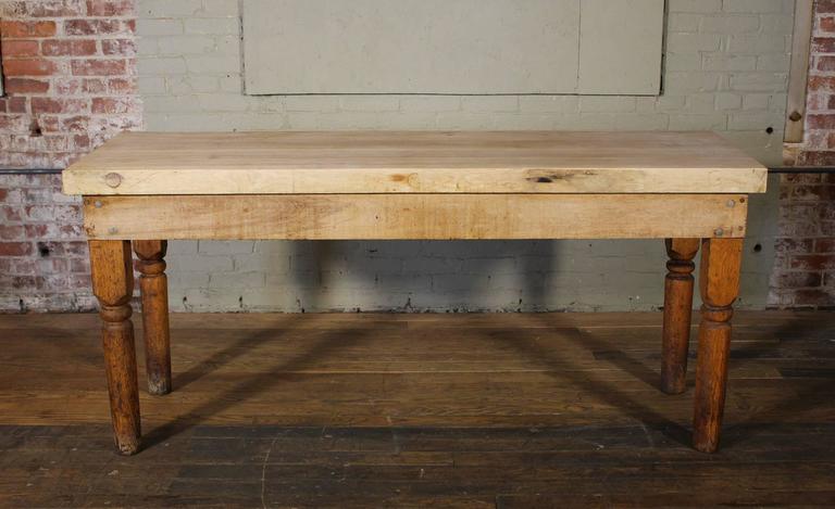 Vintage Wooden Turned Leg Large Butcher Block Tall Table at 1stDibs ...