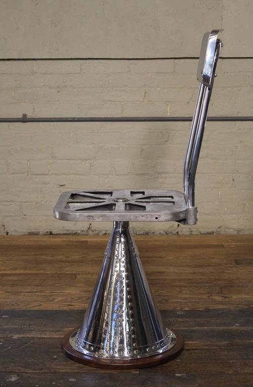 Bomber Stool Seat Chair Vintage Polished Aluminum Aircraft Airplane ...