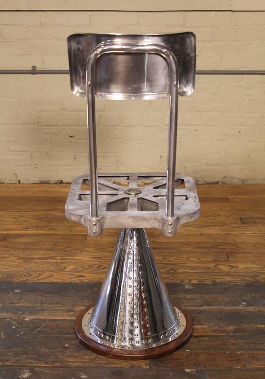 Bomber Stool Seat Chair Vintage Polished Aluminum Aircraft Airplane ...