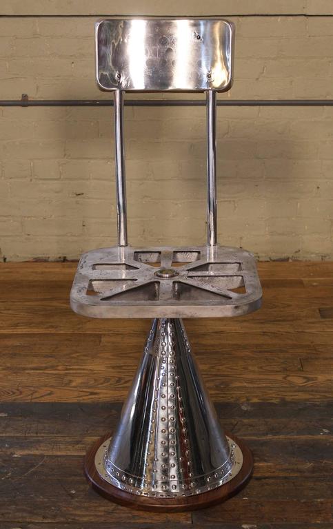 Bomber Stool Seat Chair Vintage Polished Aluminum Aircraft Airplane ...