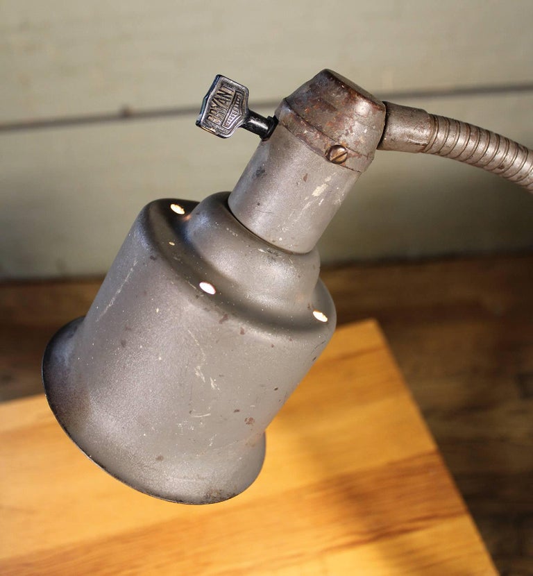Clamp on Gooseneck Adjustable Light, Lamp Art Deco Distressed Metal at ...