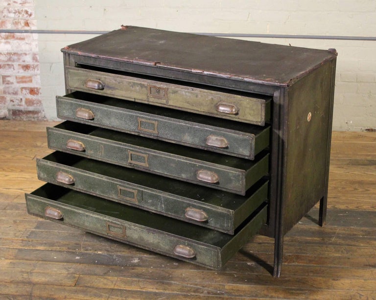 Metal Lateral File Storage Cabinet Vintage Industrial Table Worn ...