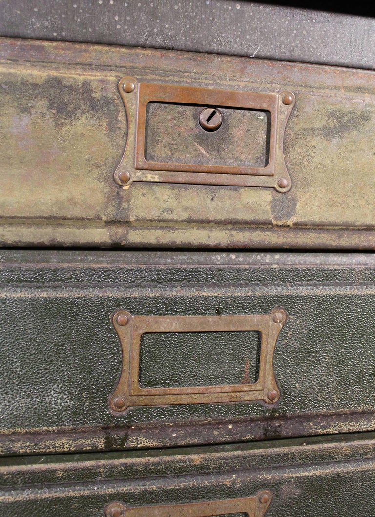 Metal Lateral File Storage Cabinet Vintage Industrial Table Worn ...