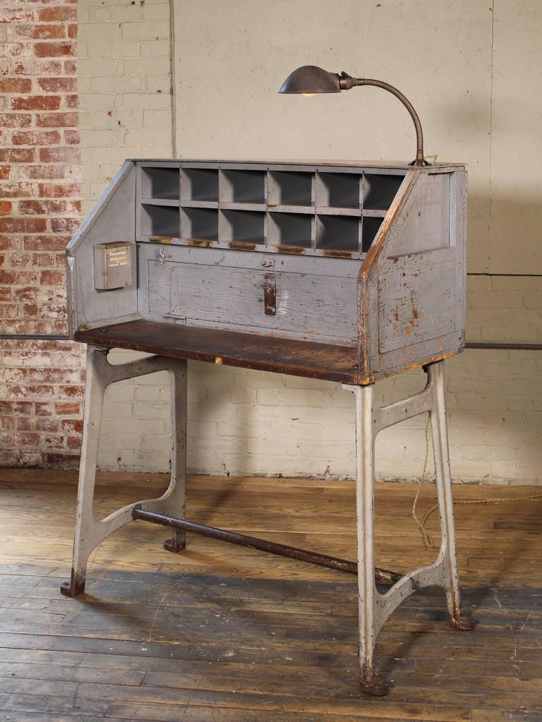 Foreman's Desk Vintage Industrial Light Hostess Stand Table with ...
