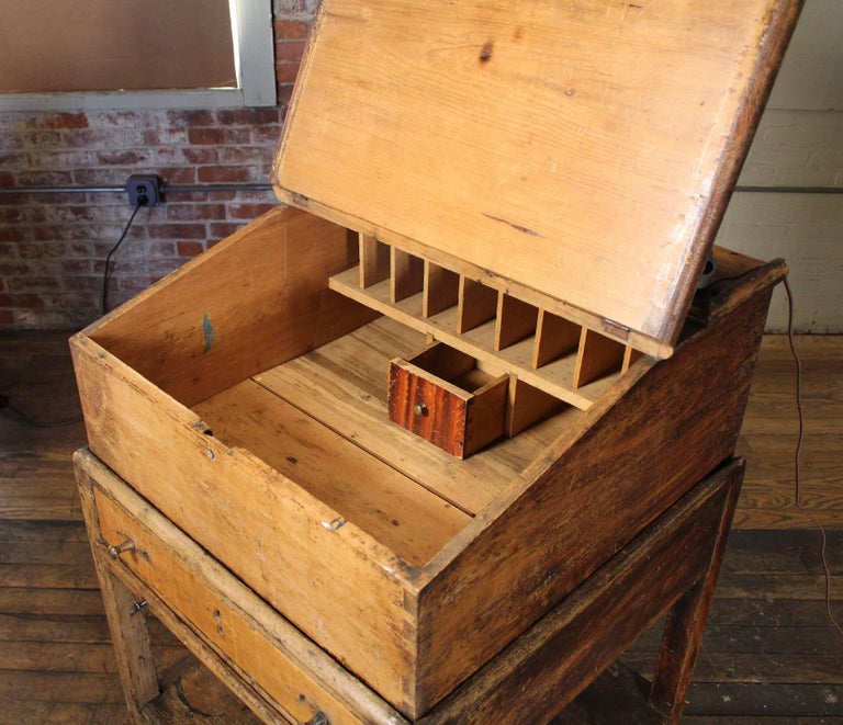 Vintage Host Station with Goose-Neck Lamp at 1stDibs | wood hostess stand