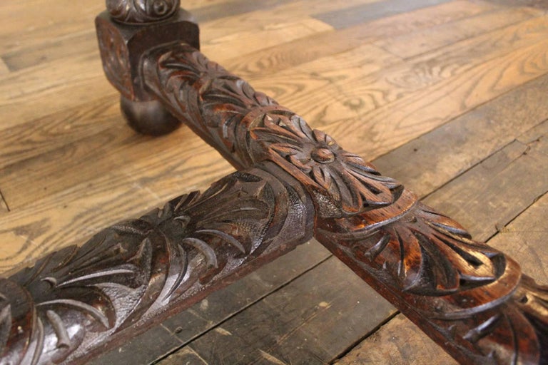 Antique English Hand-Carved with Faces Library Oak Table at 1stDibs ...