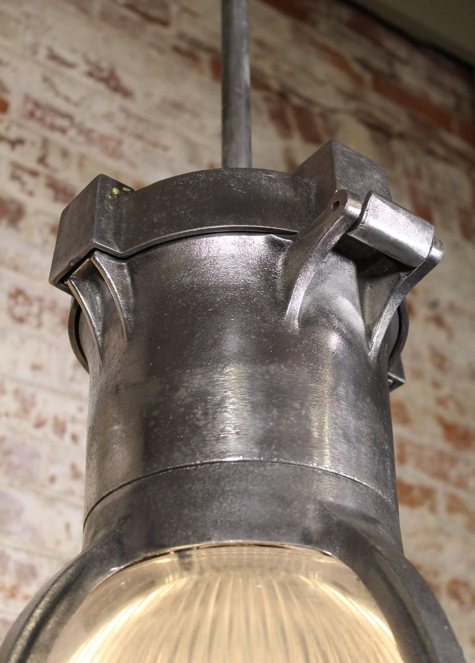 Vintage Industrial Cast Iron and Ribbed Glass Pendant at 1stDibs | cast ...