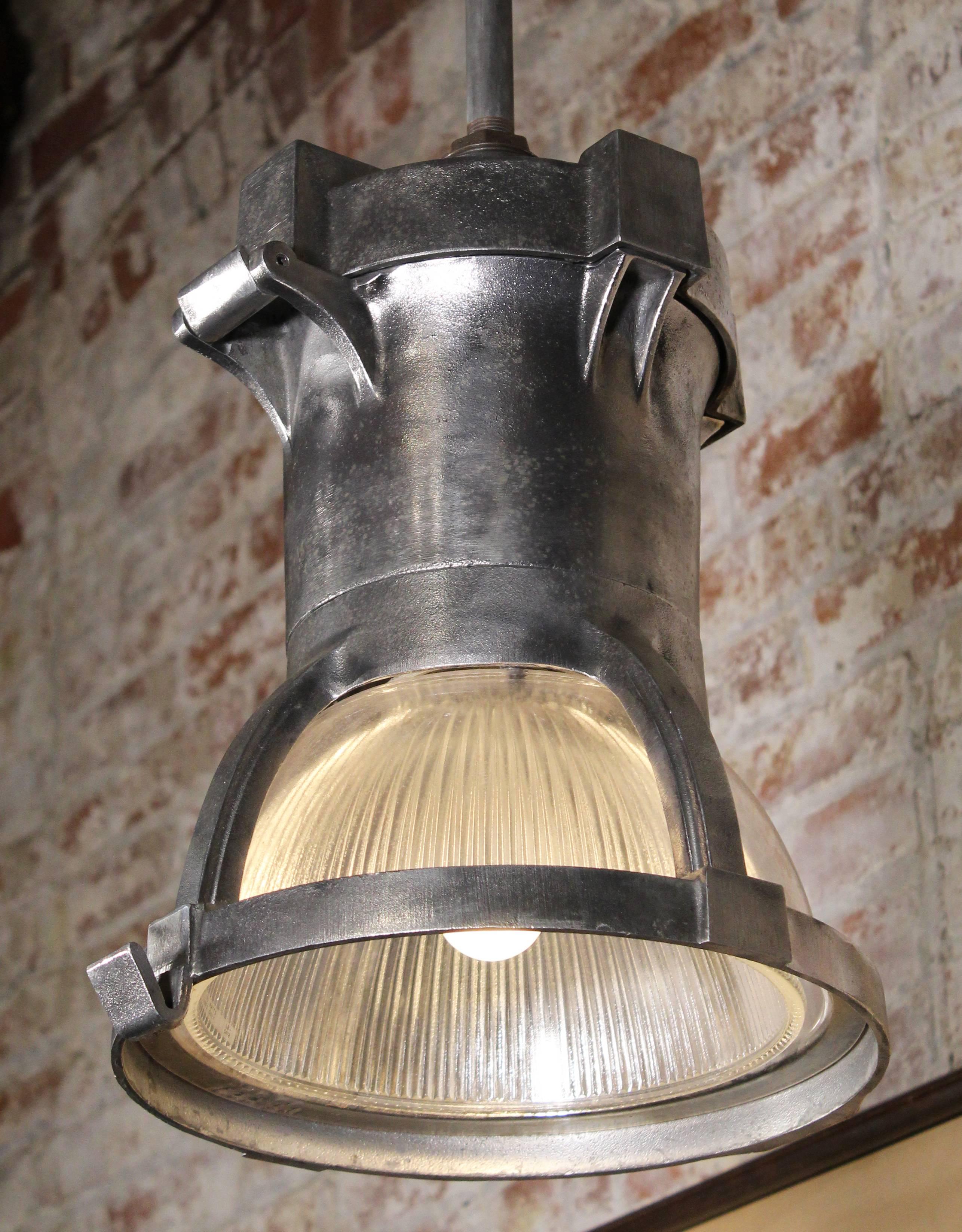 Vintage Industrial Cast Iron and Ribbed Glass Pendant at 1stDibs | cast ...