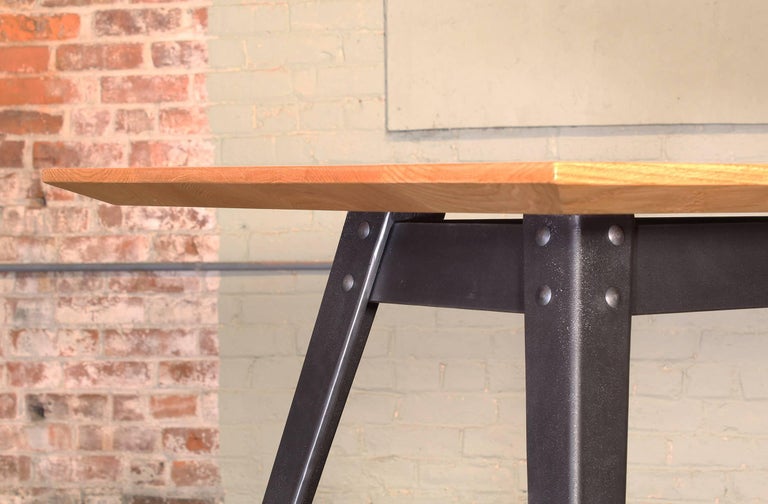 Bespoke Industrial Oak and Cast Iron Splay-Leg Table For Sale at ...