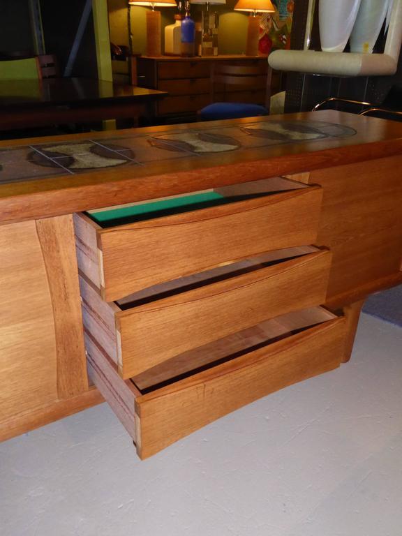 Danish Teak Credenza Buffet With Tile Top at 1stDibs