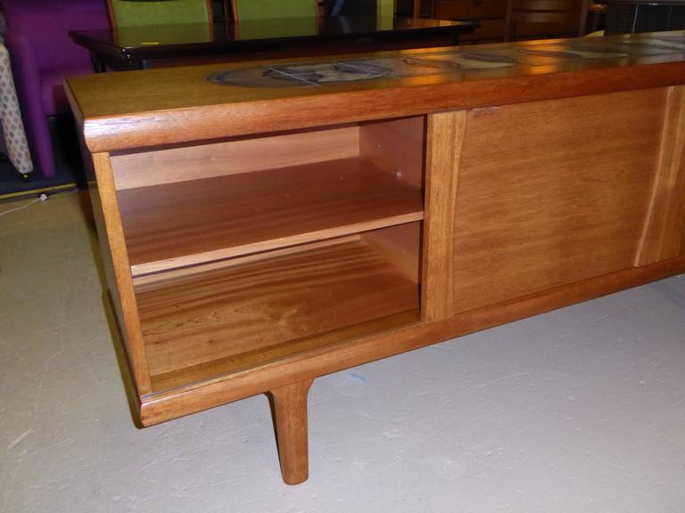 Danish Teak Credenza Buffet With Tile Top at 1stDibs