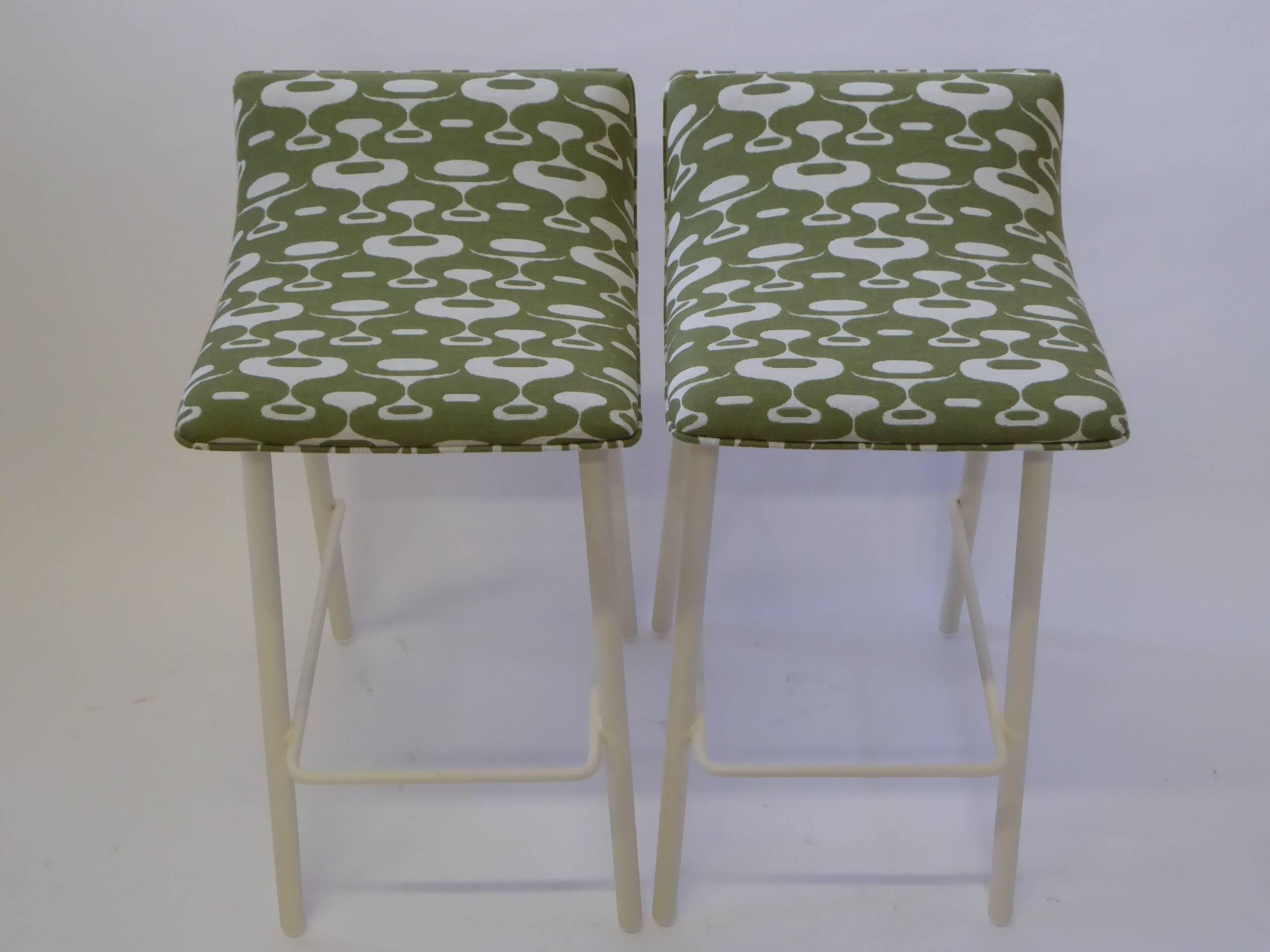 Pair of 1950s MCM Curved Seat Bar Stools at 1stDibs