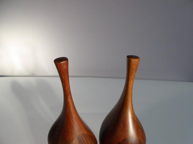 Tall Organic Mid century Daniel Loomis Valenza Shaped Walnut Salt and ...